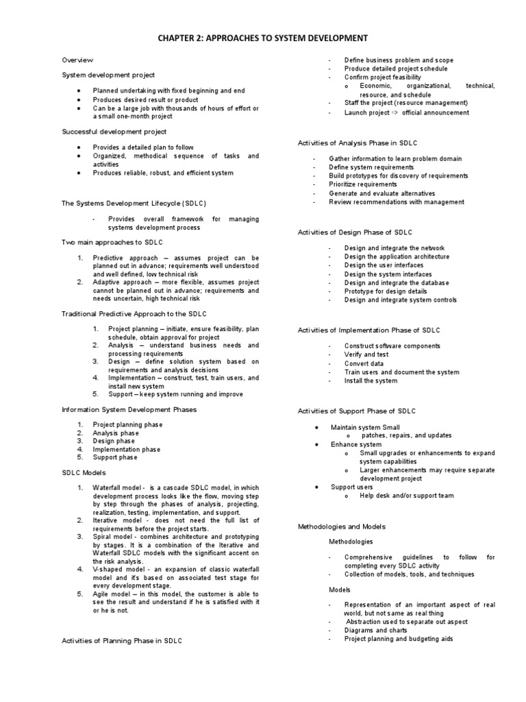 Chapter 2 - Approaches To System Development | PDF | Software Development Process | Software ...