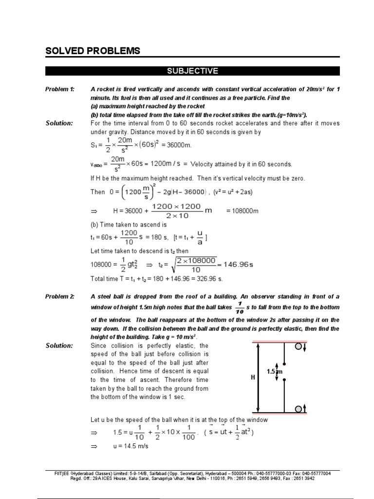 Fiitjee 2 Ity | PDF | Acceleration | Physical Phenomena