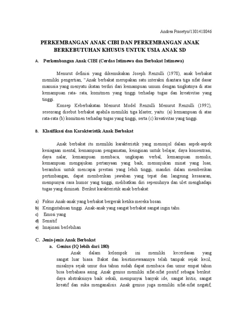 Anak Cibi Resume | PDF | Karier & Perkembangan | Sains & Matematika