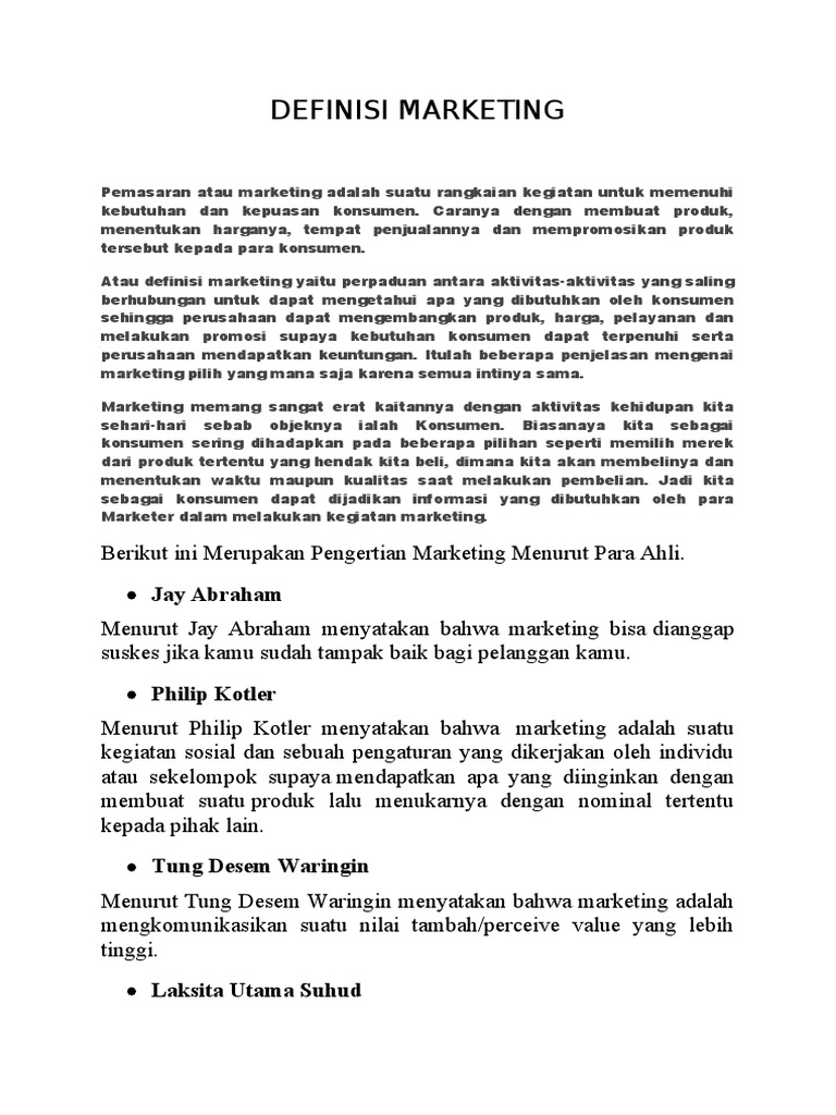 Definisi Marketing | PDF