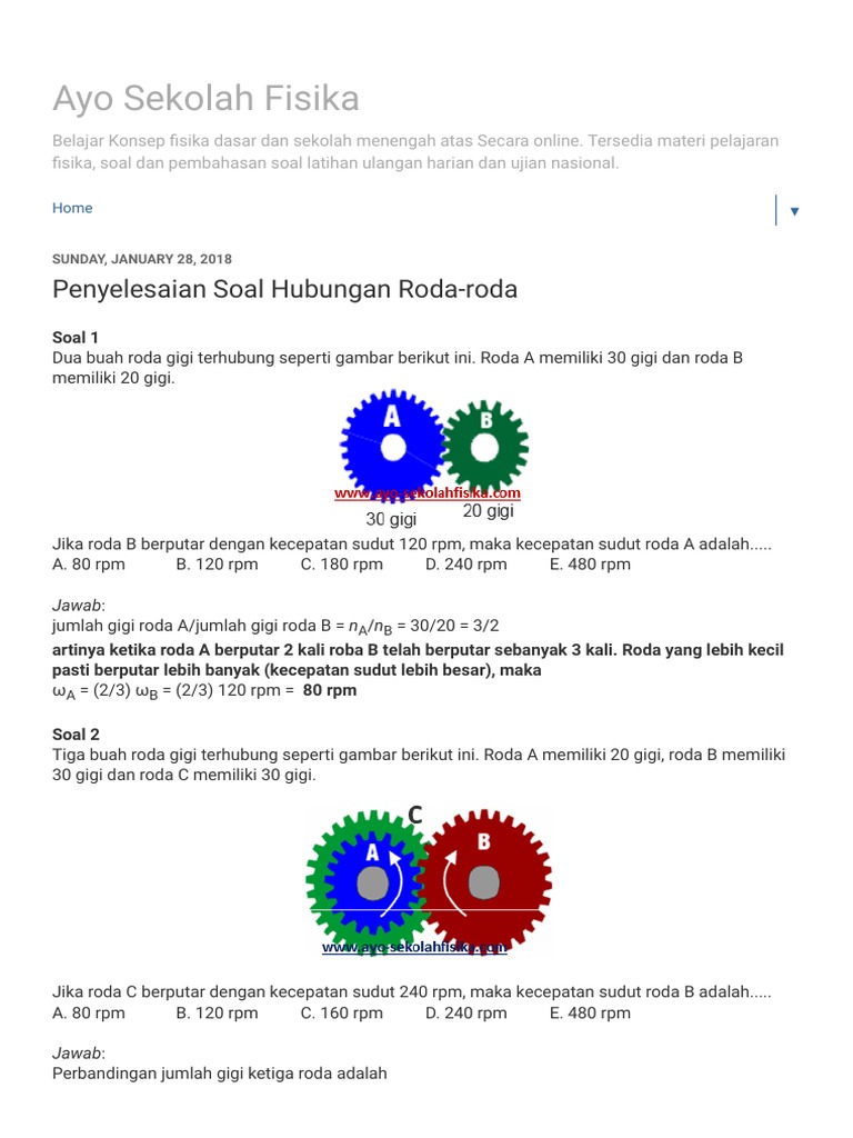 Ayo Sekolah Fisika - Penyelesaian Soal Hubungan Roda-Roda | PDF ...