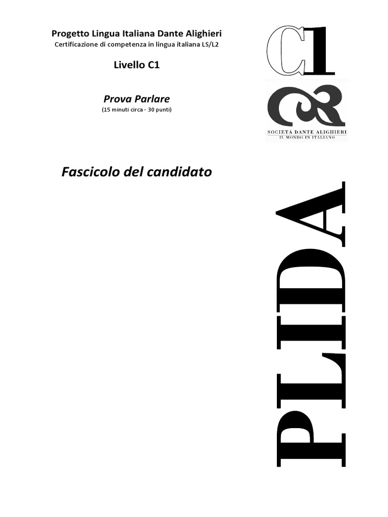 Nuovo PLIDA C1 - Prova Esempio - PARLARE PDF | PDF