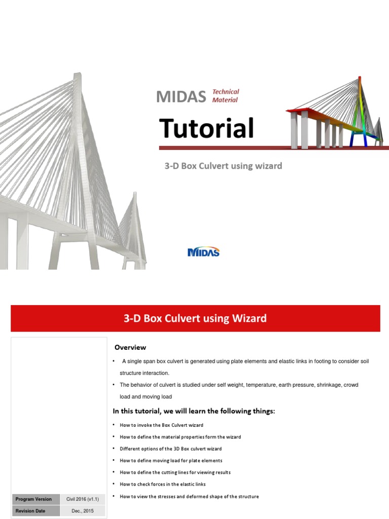 Tut 3 - 3D Box Culvert PDF | PDF | Elasticity (Physics) | Young's Modulus