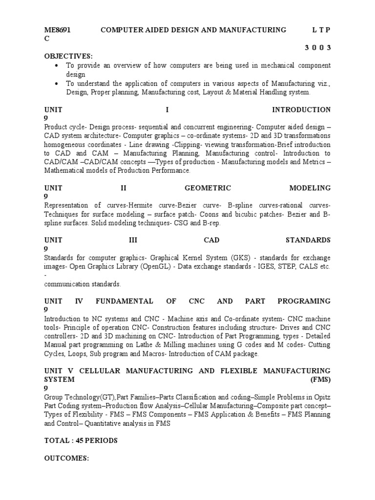 Me8691-Computer Aided Design and Manufacturing | Download Free PDF ...
