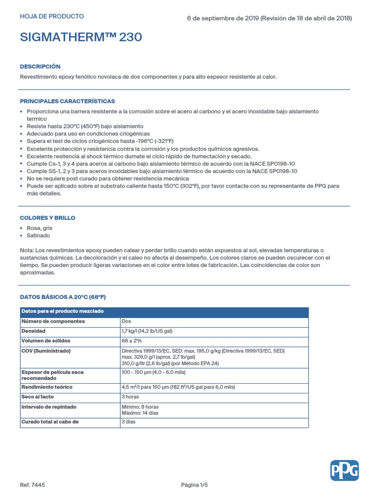 SIGMATHERM 230 Es ES - 7445 | PDF | Información | Acero