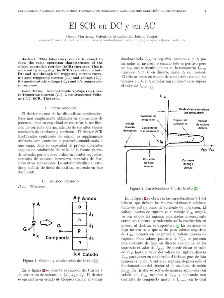 Características del SCR en DC y AC | PDF | Transistor de unión bipolar ...