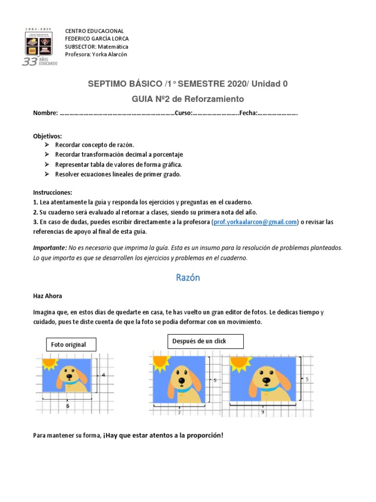 Guía 2 Matemáticas 7mo Básico | PDF | Fracción (Matemáticas) | Porcentaje