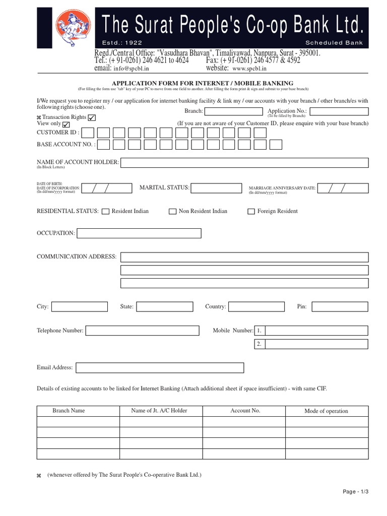 Net Banking Form PDF | PDF | Online Banking | Banks & Banking