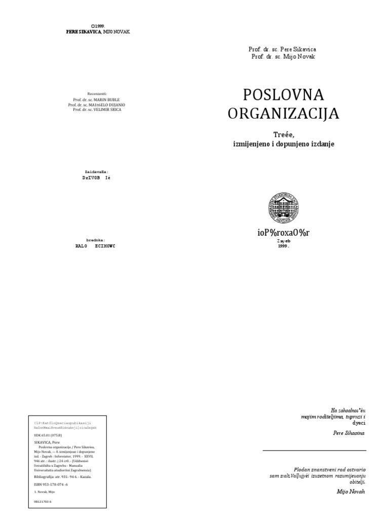 Sikavica I Novak Poslovna Organizacija Knjiga | PDF
