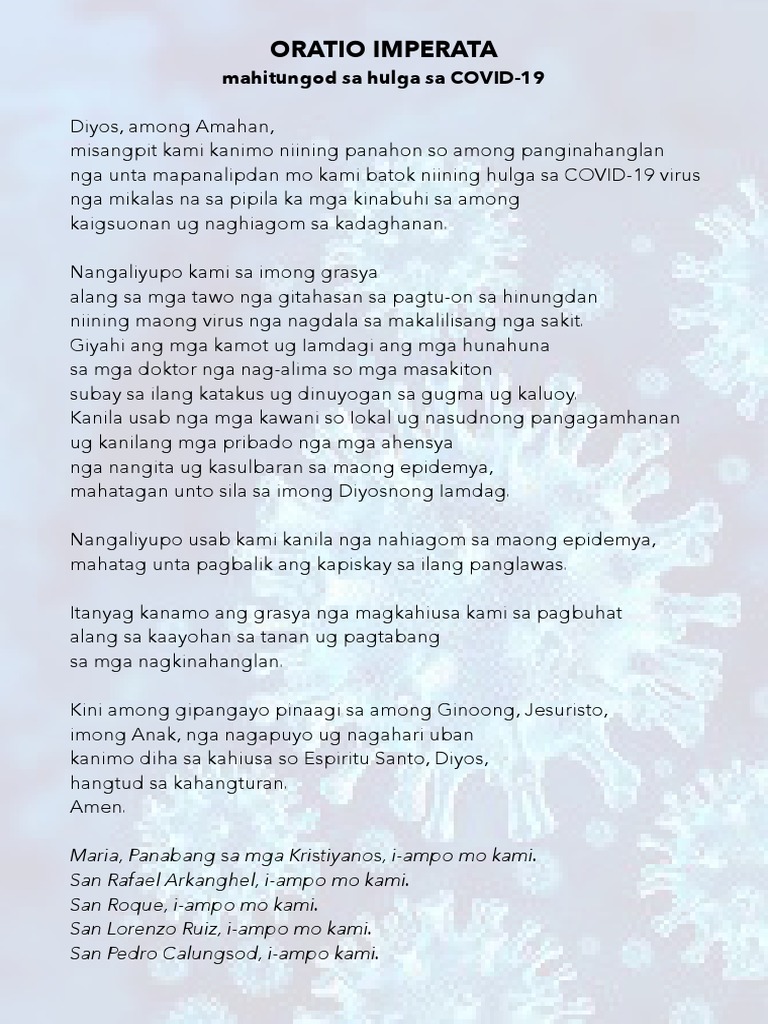 Oratio Imperata Covid 19 Cebuano 2 PDF | PDF