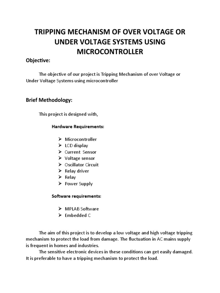 EI048 Tripping Mechanism of Over Voltage or Under Voltage Systems Using ...