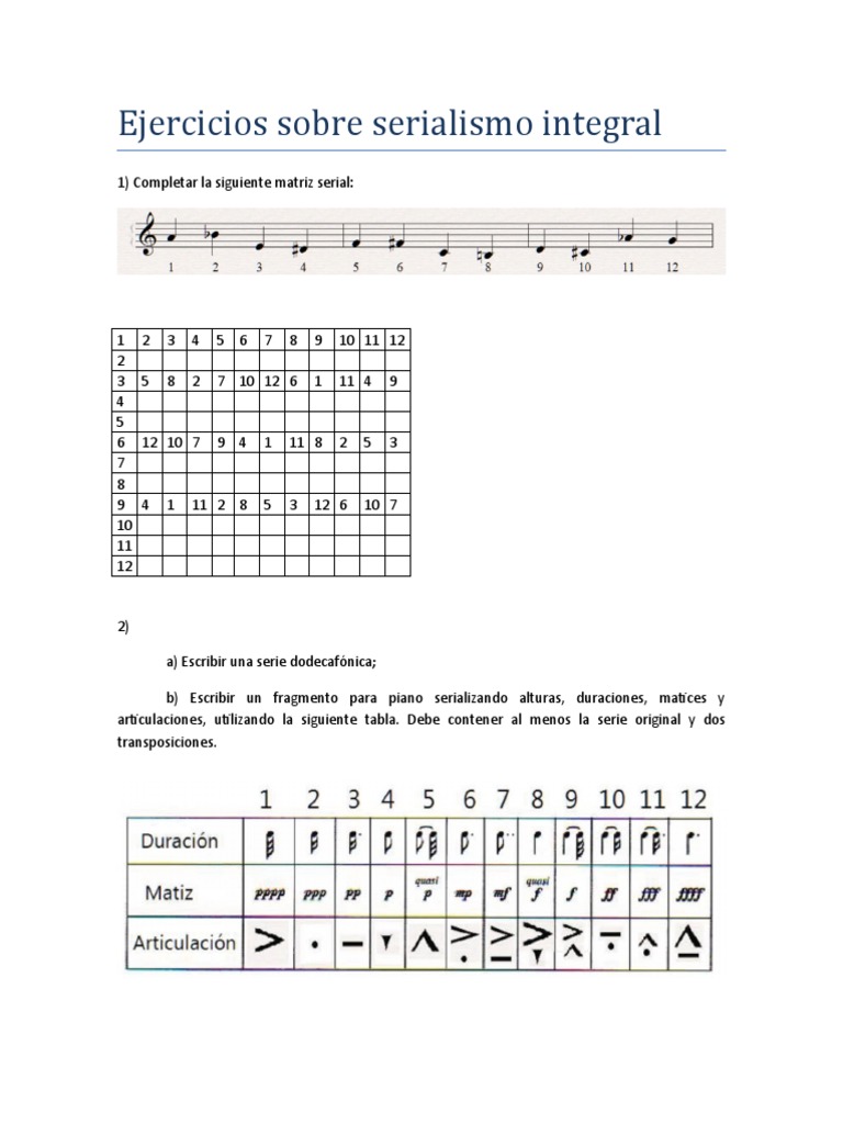 Ejercicios Sobre Serialismo Integral | PDF