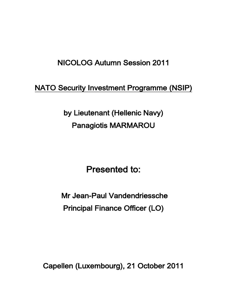 NATO Security Investment Programme (NSIP) | PDF | Nato | Taxes