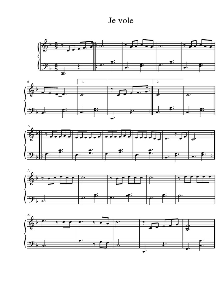 Je Vole Piano Facile | PDF