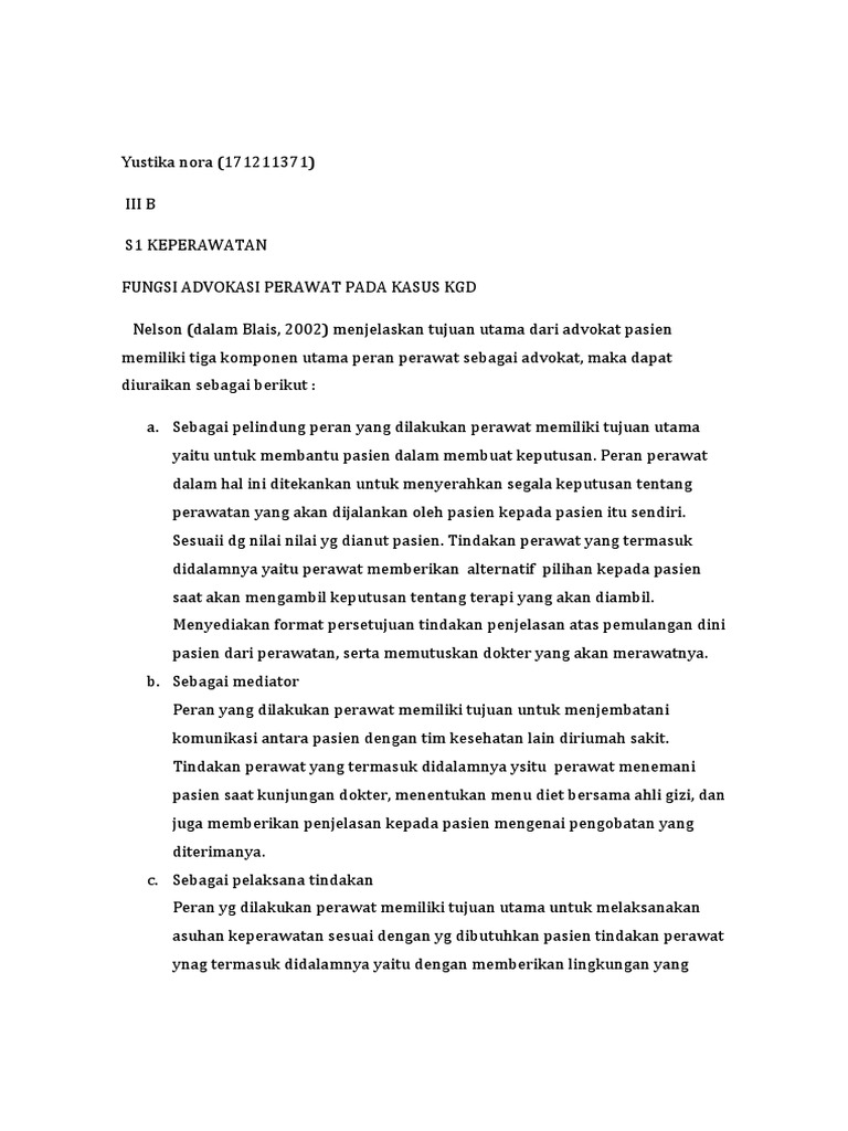 Fungsi Advokasi Perawat Pada Kasus KGD | PDF