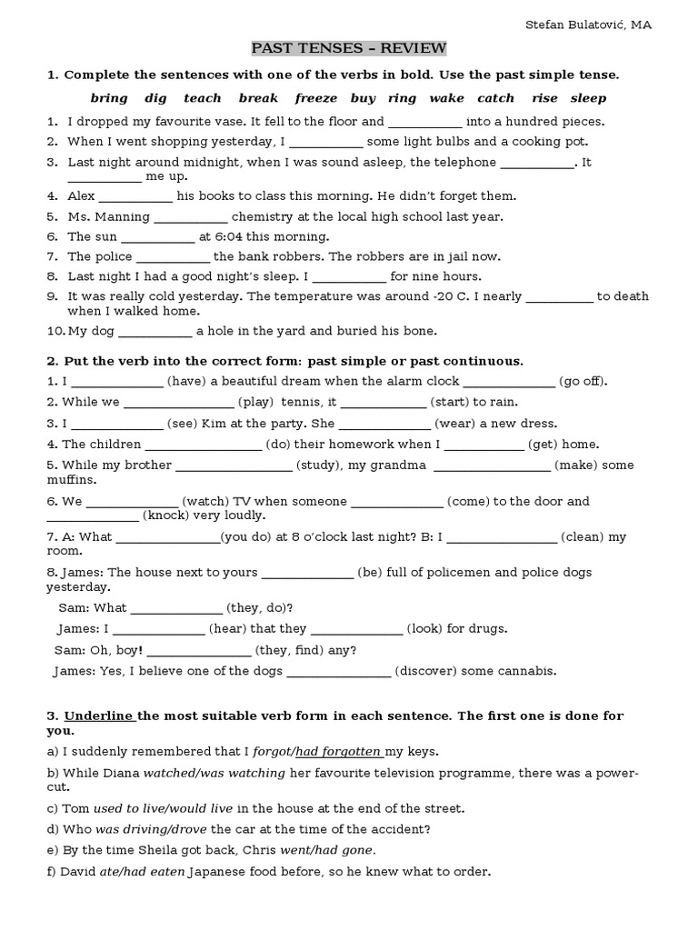 Past Tenses - Review | Download Free PDF | Linguistics