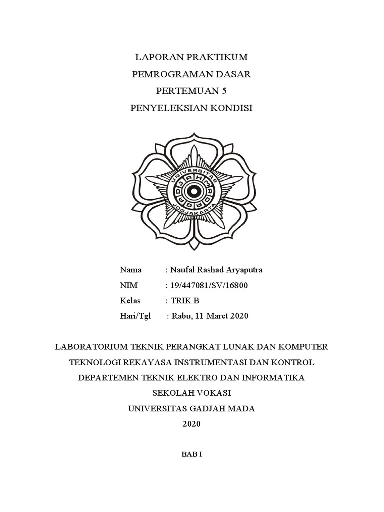 Laporan Praktikum Pemrograman Dasar Unit 5 - Penyeleksian Kondisi | PDF