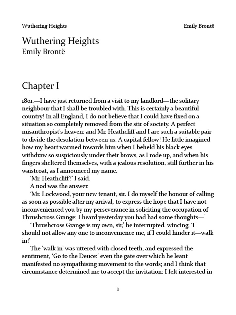 Bronte Emily Wuthering Heights | PDF | Wuthering Heights | Heathcliff ...