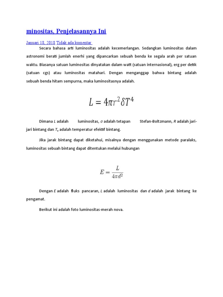 Luminositas | PDF | Sains & Matematika