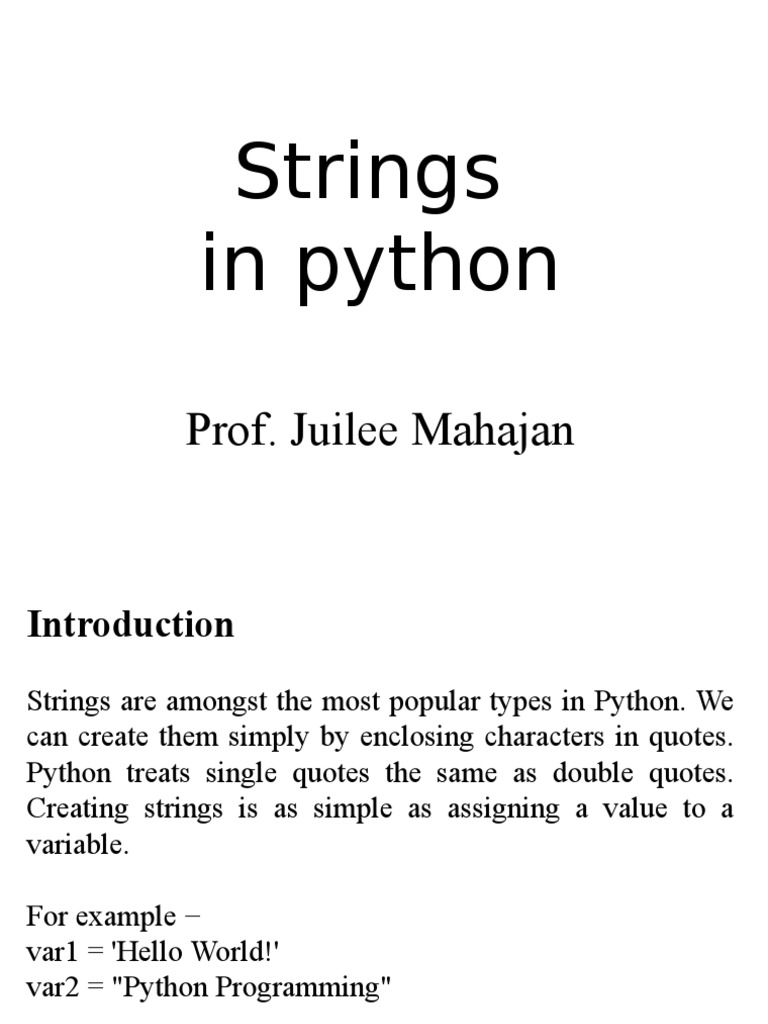 Strings In Python Pdf String Computer Science Parameter Computer Programming