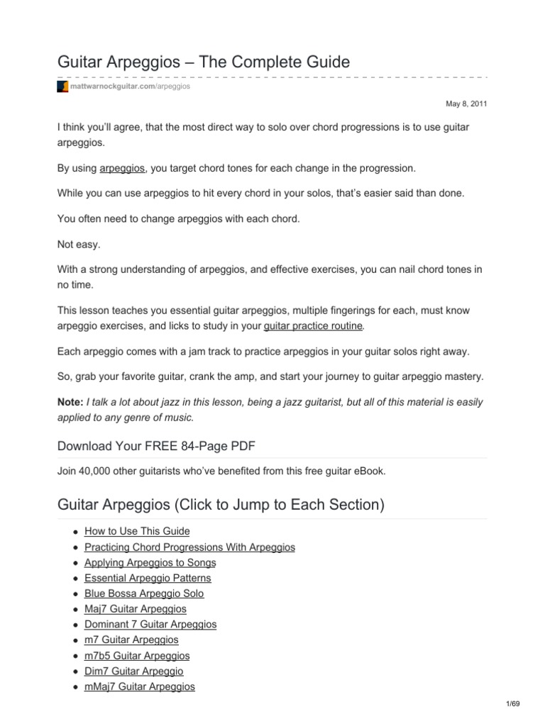 Guitar Arpeggios The Complete Guide | PDF | Chord (Music) | Jazz