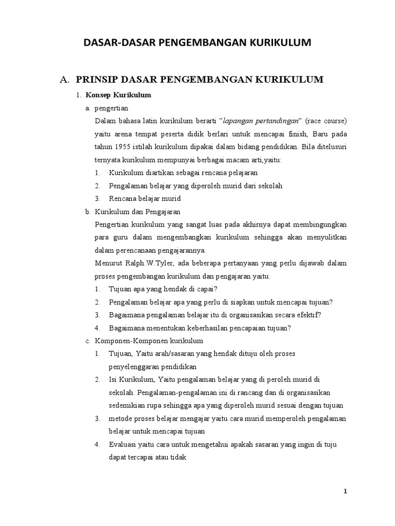 Dasar-Dasar Pengembangan Kurikulum | PDF