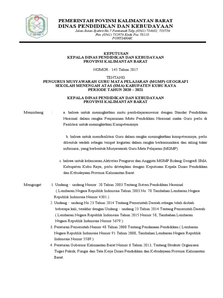 SK MGMP GEO Provinsi 2020 1 | PDF