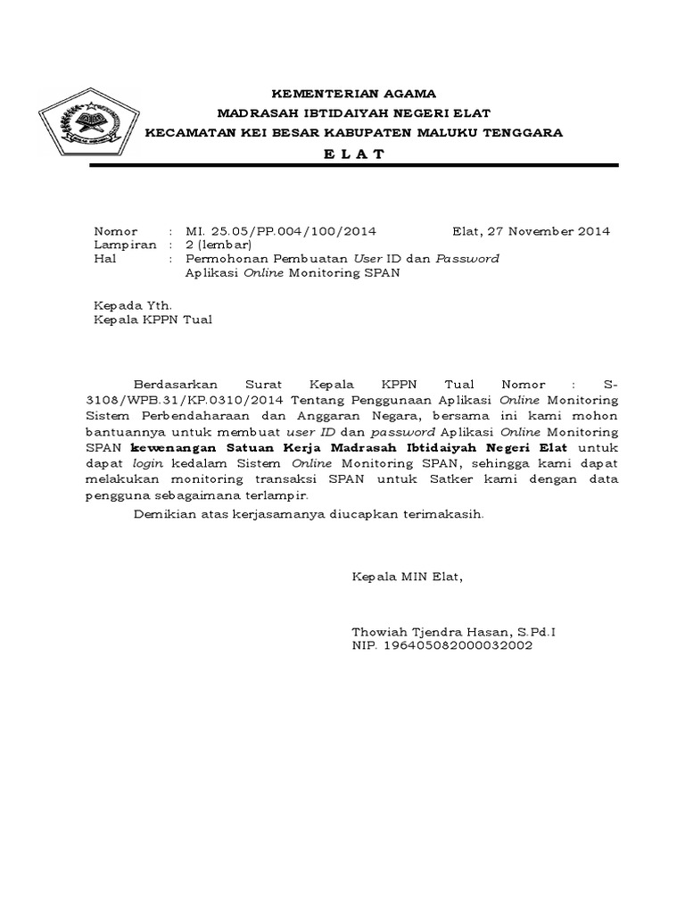 Contoh Surat Satker | PDF