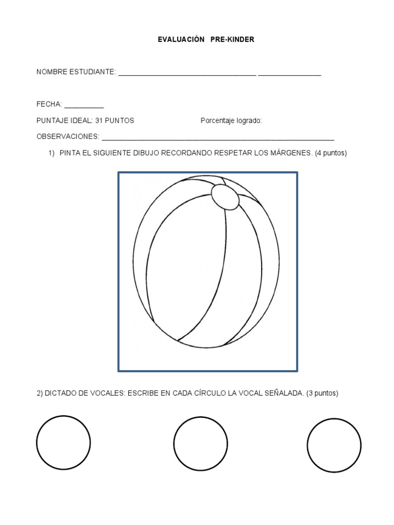 Prueba Lenguaje Prekinder | PDF