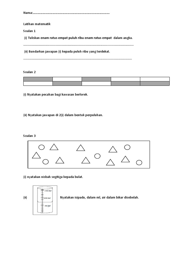 Latihan Matematik Tahun 6 | PDF