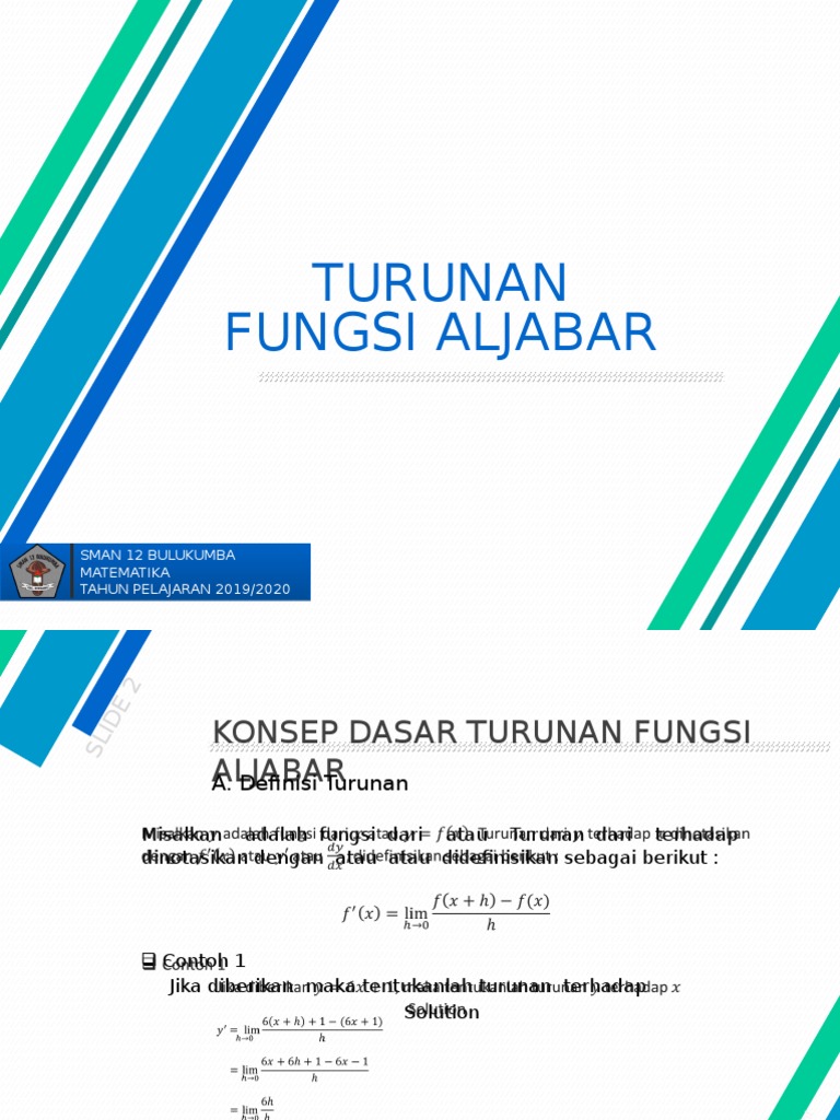 Turunan Fungsi Aljabar: Panduan Lengkap | PDF