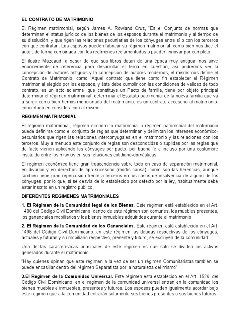 Contrato de Matrimonio en RD: Régimen y Requisitos | PDF | Matrimonio ...