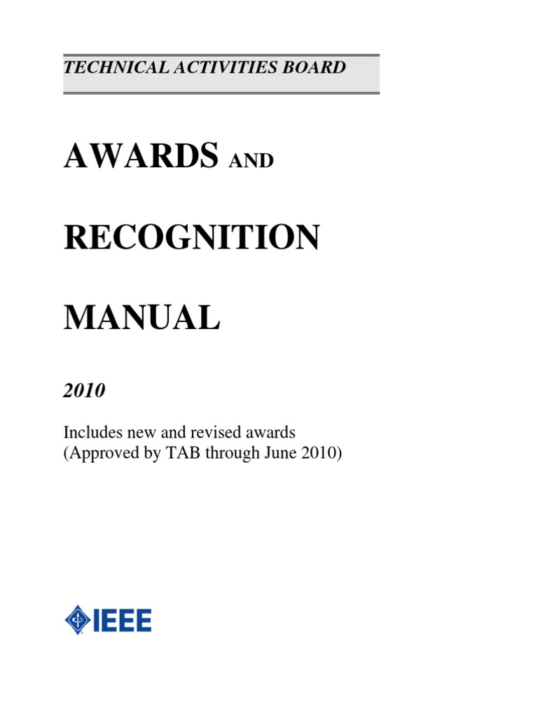 TAB Awards and Recognition Manual | Download Free PDF | Institute Of ...