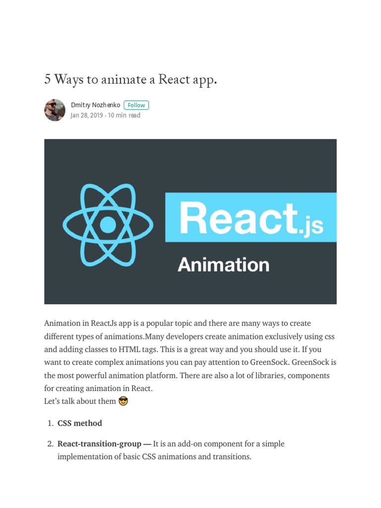 5 Ways To Animate A React App PDF | PDF | Cascading Style Sheets | Java ...