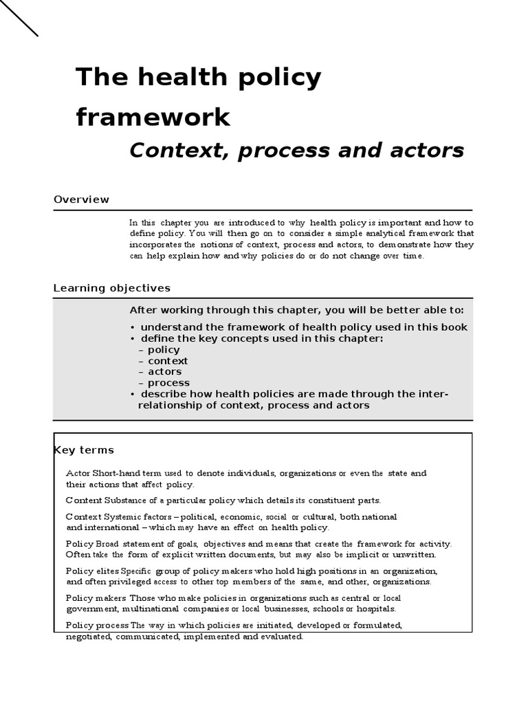 The Health Policy Framework Bab 1-2 | PDF | Tuberculosis | Health Policy