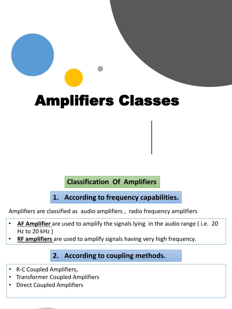 Classes of Amplifiers PDF | PDF | Amplifier | Analog Circuits