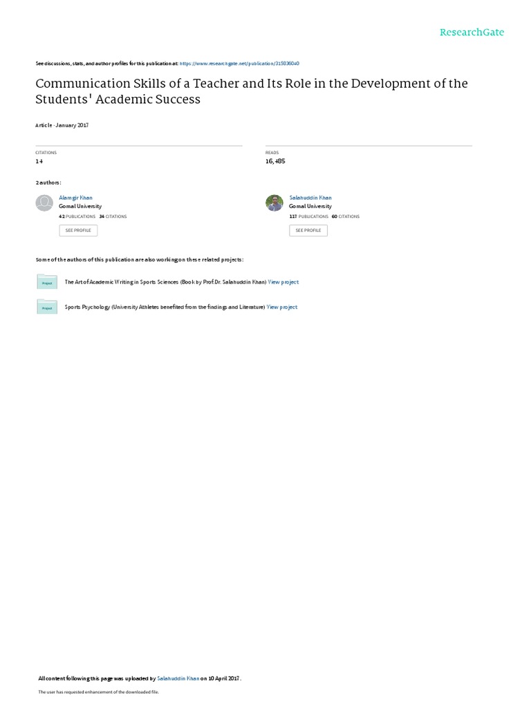 Teacher Communication Skills Impact | PDF | Teachers | Lecture
