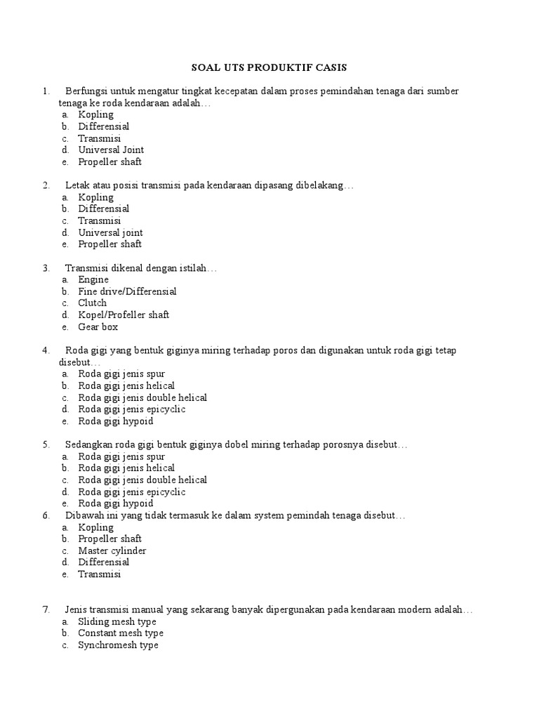Soal Casis Kelas 3 | PDF