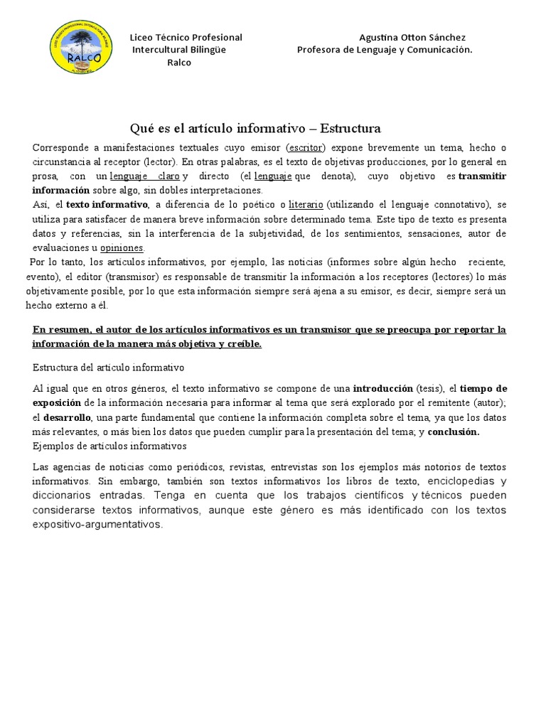 Qué Es El Artículo Informativo | PDF | Información | Autor