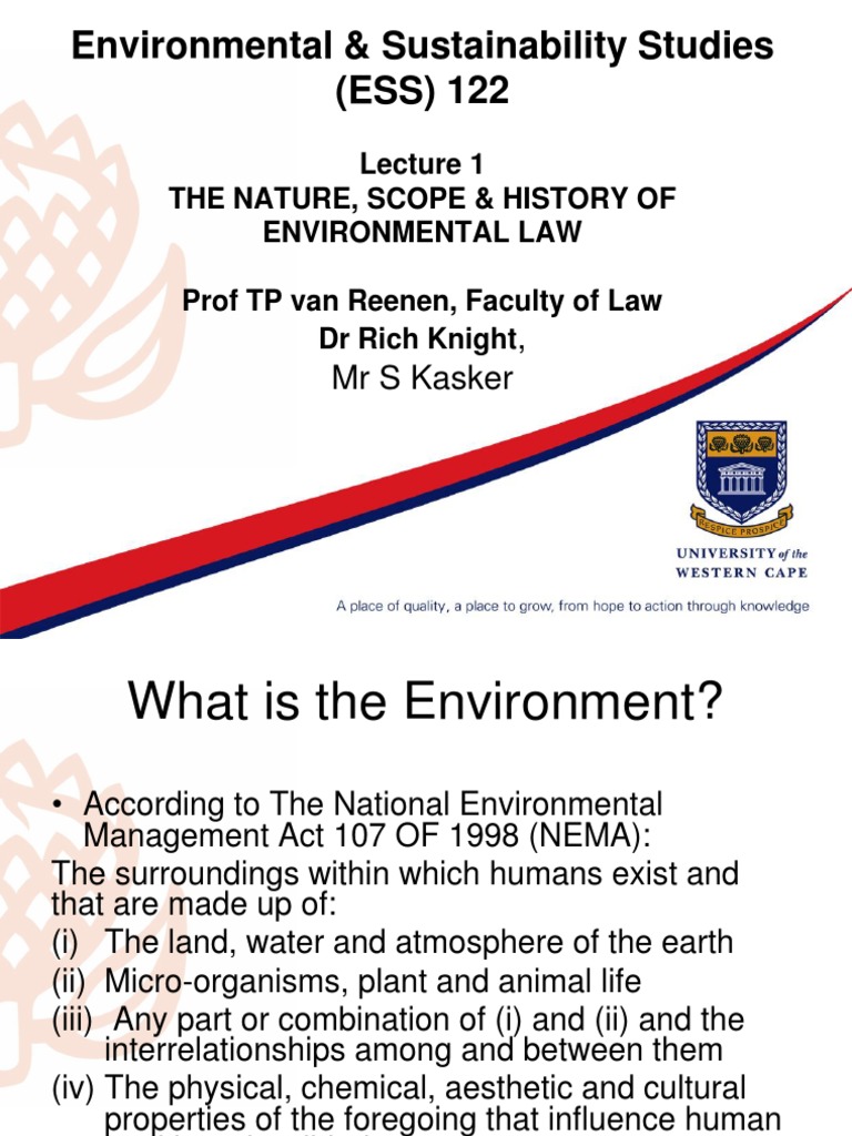 ESS 122 - L1 - Nature, Scope and History of Environmental Law | PDF ...