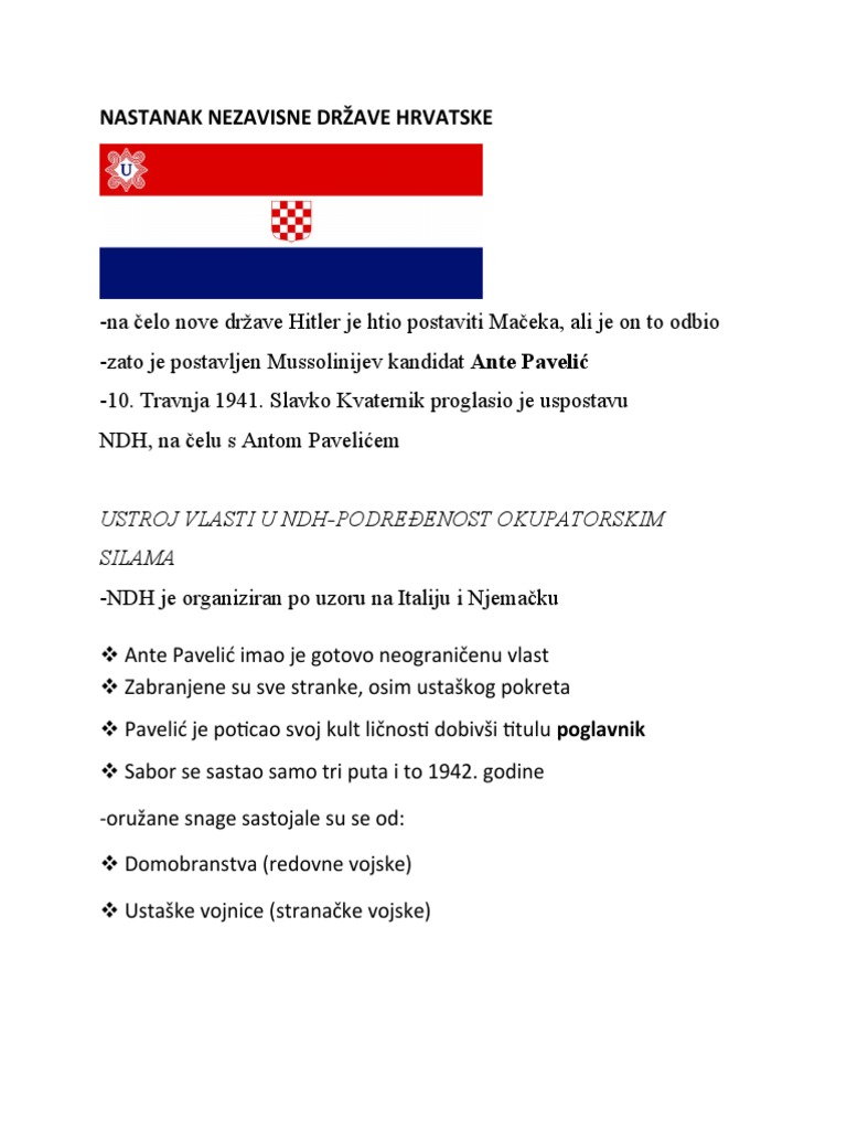 Nastanak Nezavisne Države Hrvatske | PDF
