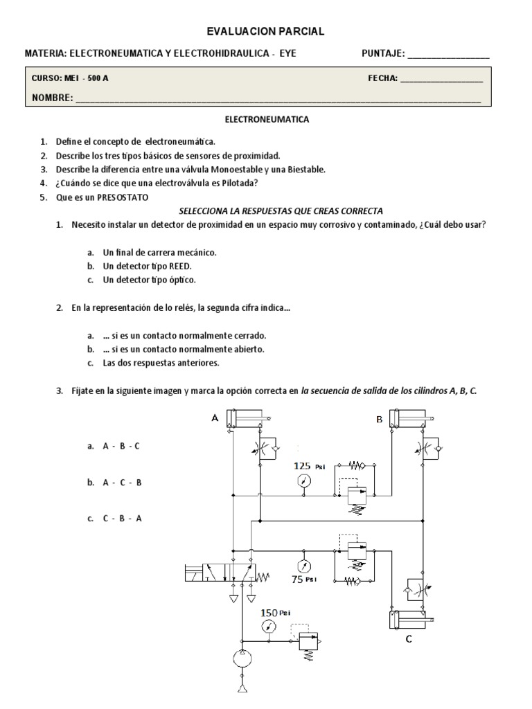 Evaluacion Parcial Electroneumatica | PDF