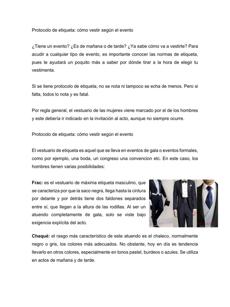 Protocolo de Etiqueta Como Vestir | PDF | Apariencia humana | Ropa