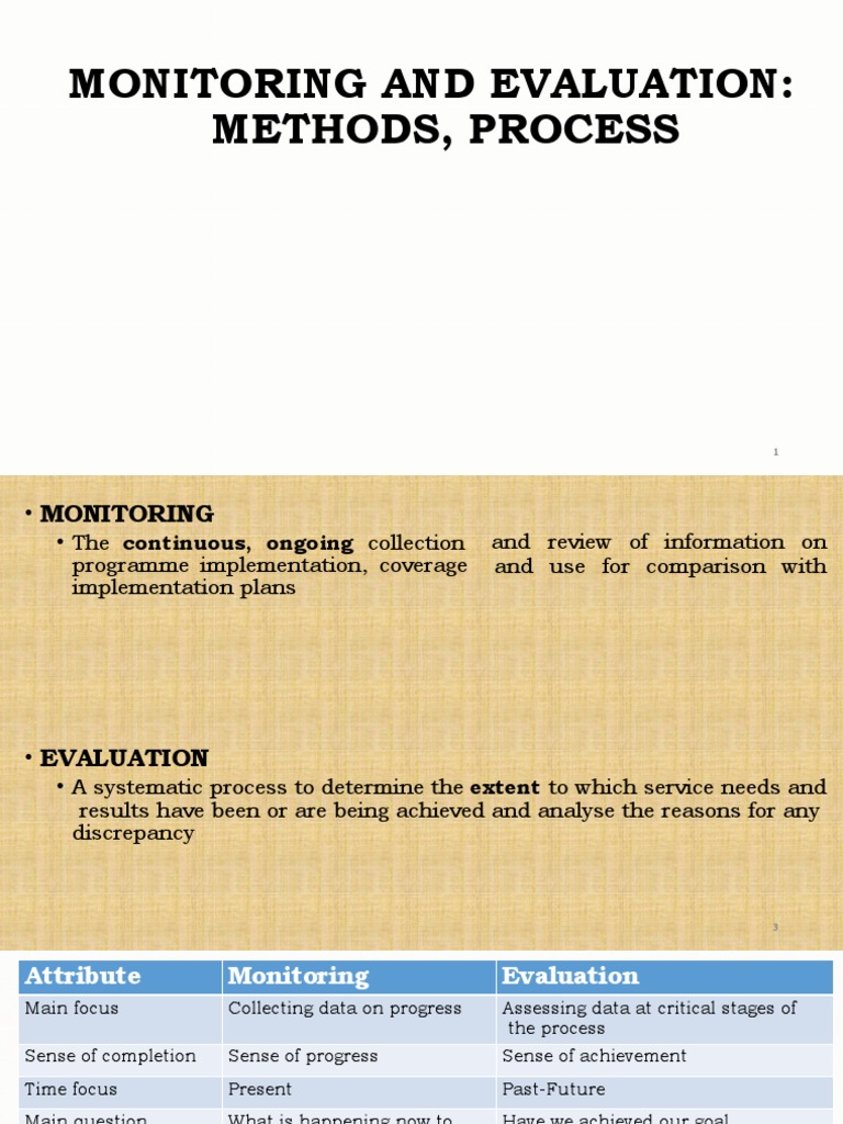 Monitoring and Evaluation Methods: A Guide to Assessing Program ...