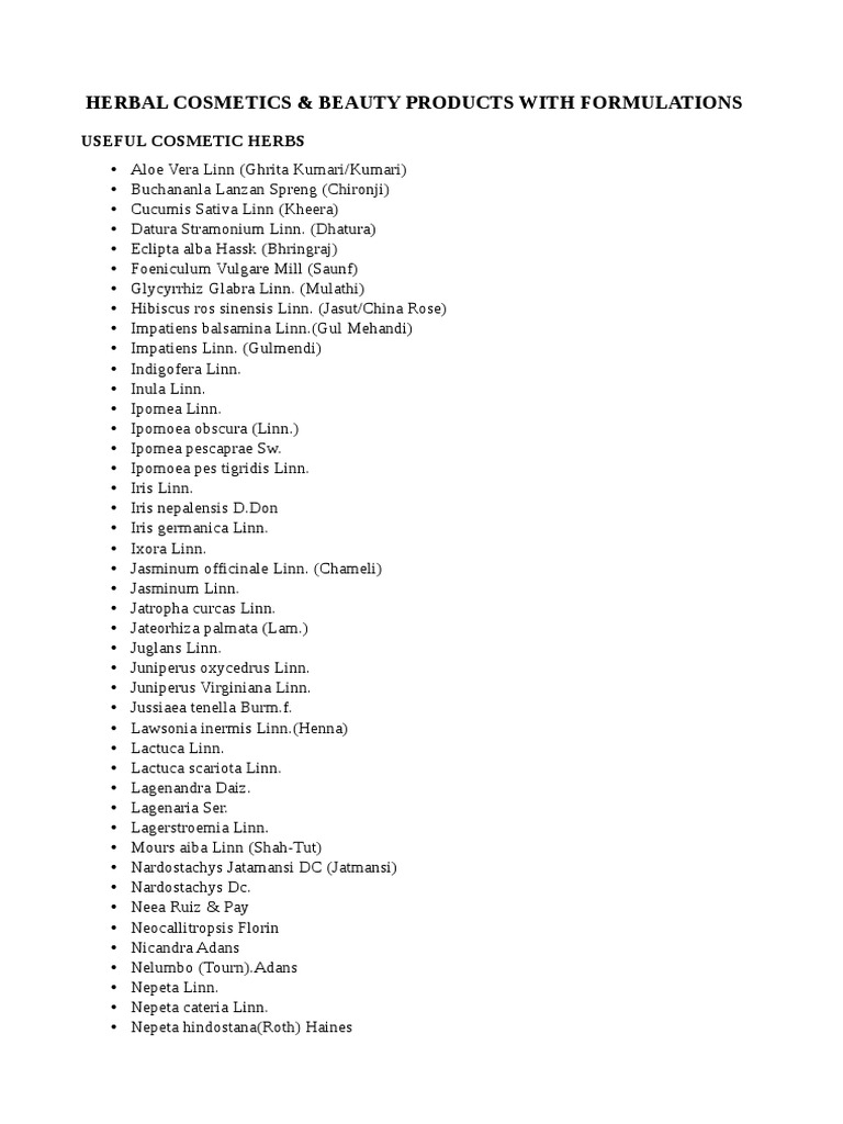 Herbal Cosmetics Beauty Products Books With Formulations PDF | PDF ...
