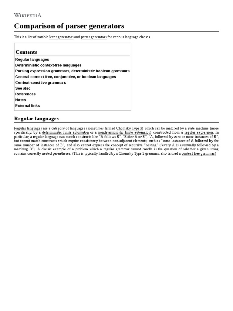 Comparison of Parser Generators | PDF | Parsing | Metalogic