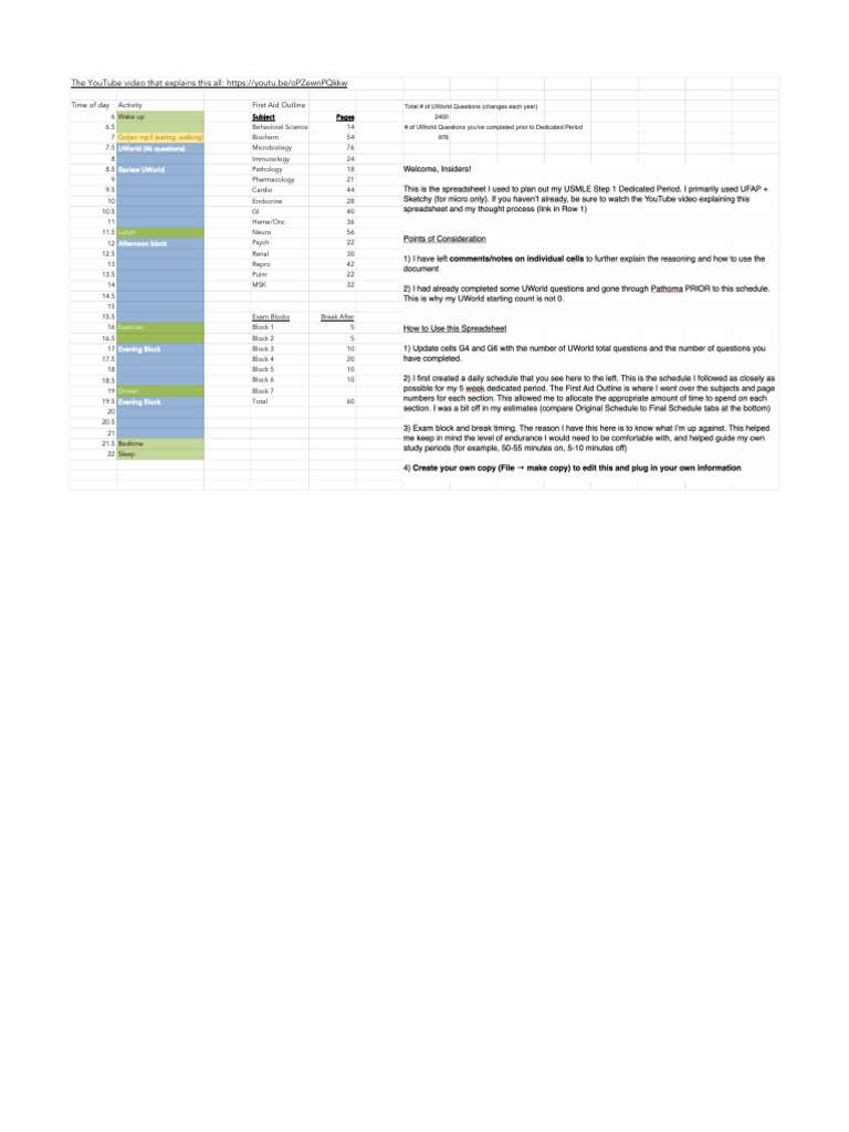 USMLE Step 1 Study Schedule Which I Followed | PDF | Medicine