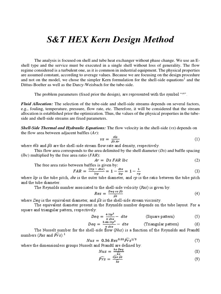 S&T HEX Design Kern Model | PDF | Reynolds Number | Fluid Dynamics