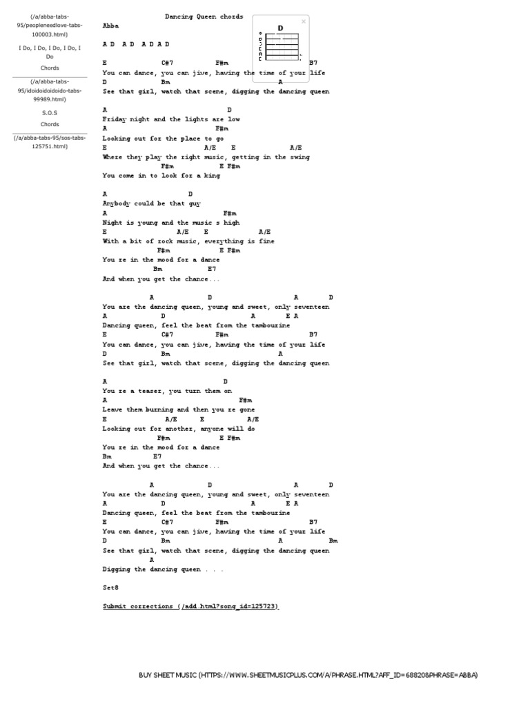 Abba - Dancing Queen Chords - Ver. 1 - Copie | PDF | Performing Arts ...