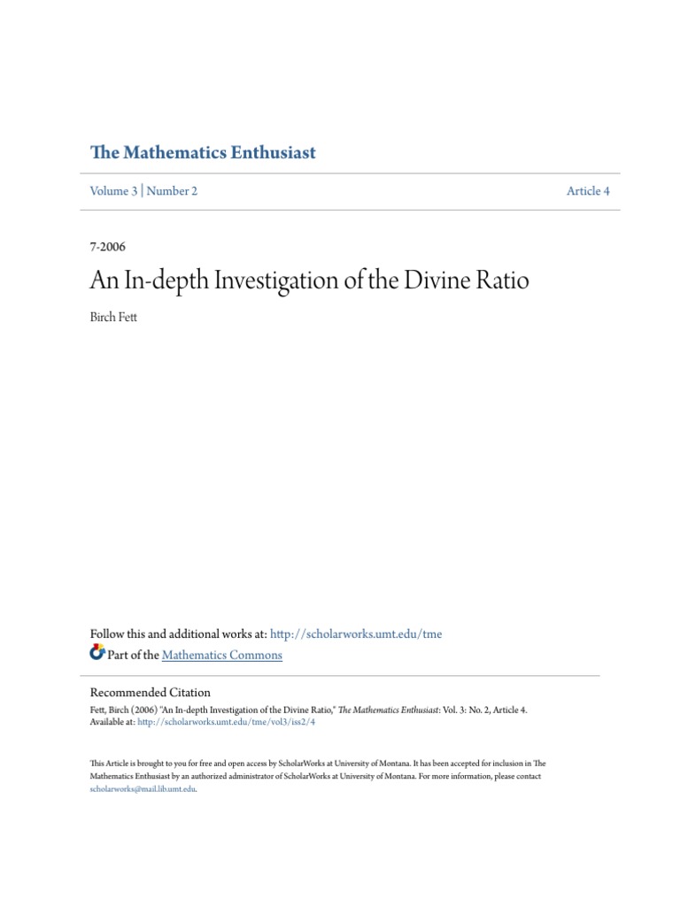 An In-Depth Investigation of The Divine Ratio | PDF | Geometry ...